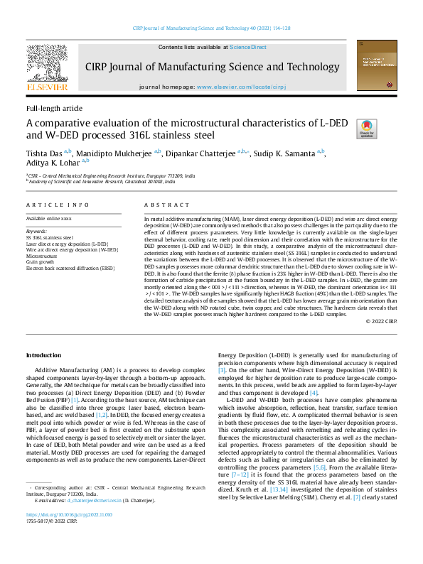 (PDF) CIRP Journal of Manufacturing Science and Technology