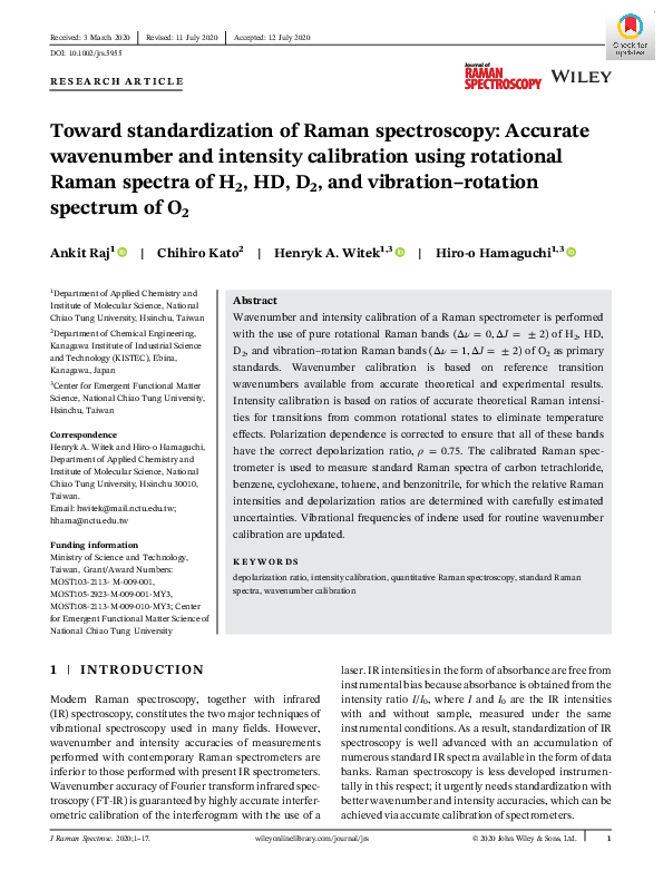 (PDF) Toward standardization of Raman spectroscopy: Accurate wavenumber ...