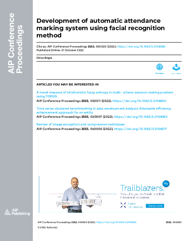 (PDF) Development of automatic attendance marking system using facial ...