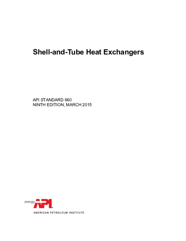 (PDF) API standard 660 shell and tube heat exchanger