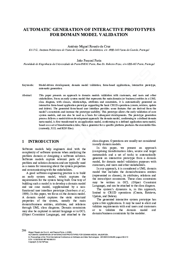 (PDF) Automatic Generation of Interactive Prototypes for Domain Model Validation