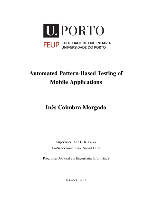 Pdf Automated Pattern Based Testing Of Mobile Applications