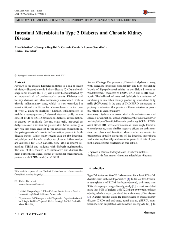 Intestinal Microbiota in Type 2 Diabetes and Chronic Kidney Disease