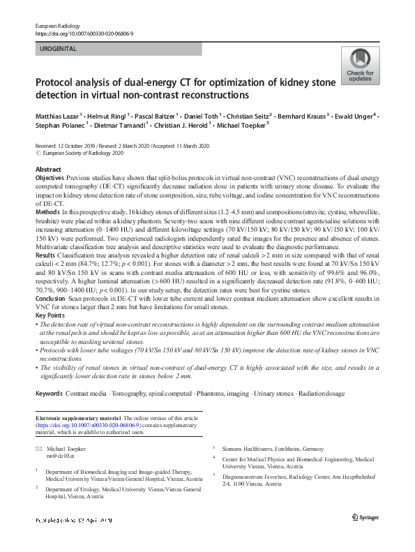 (PDF) Protocol analysis of dual-energy CT for optimization of kidney ...