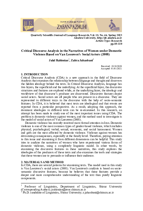 (PDF) Critical Discourse Analysis in the Narratives of Women under ...