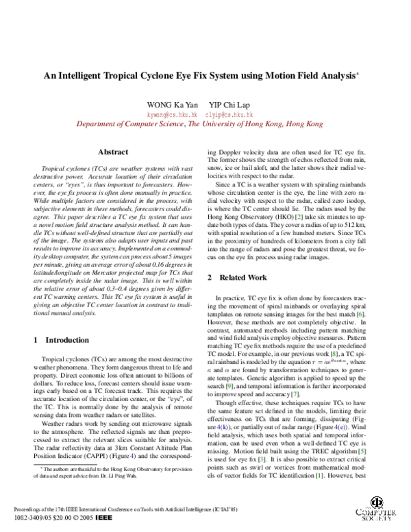 (PDF) An intelligent tropical cyclone eye fix system using motion field analysis