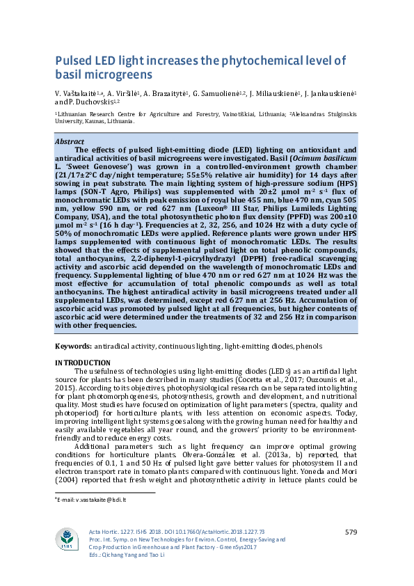 (PDF) Pulsed LED light increases the phytochemical level of basil ...