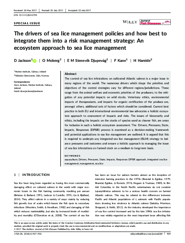 (PDF) The drivers of sea lice management policies and how best to ...