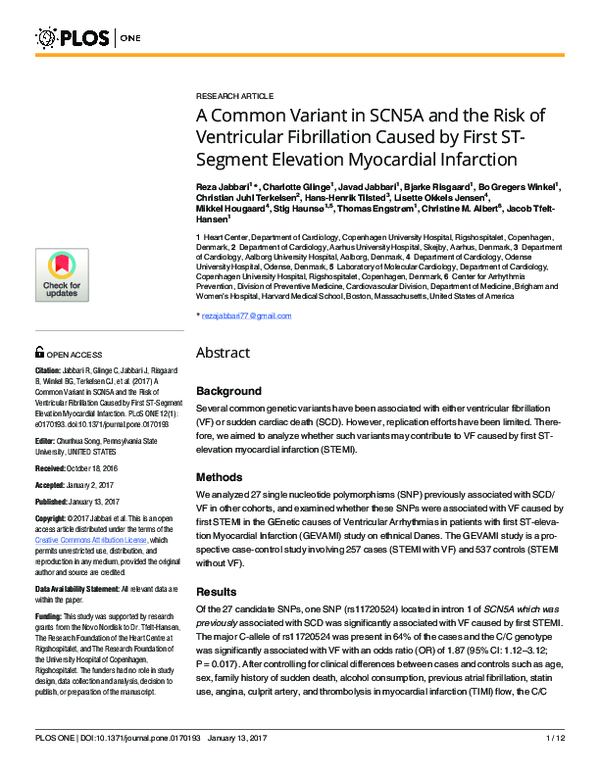 (PDF) A Common Variant in SCN5A and the Risk of Ventricular ...