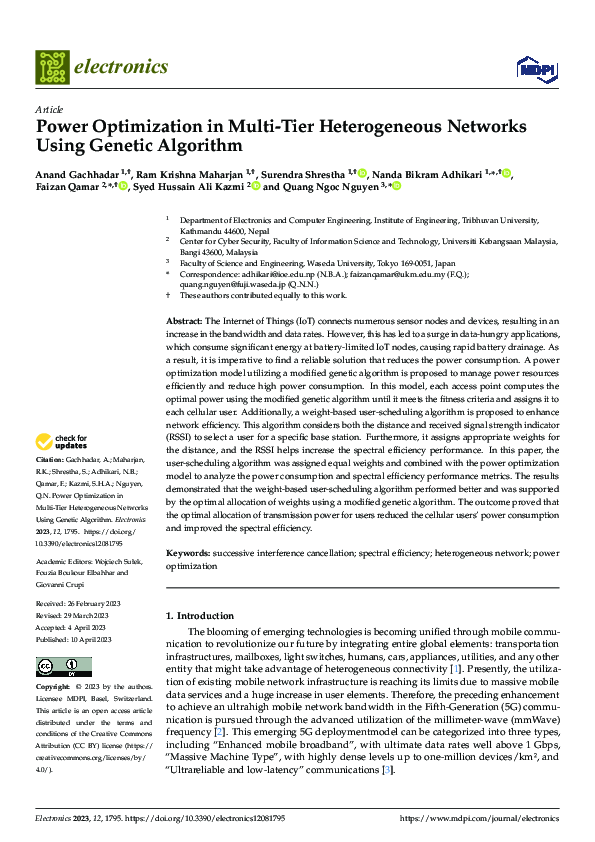 (PDF) Power Optimization in Multi-Tier Heterogeneous Networks Using Genetic Algorithm