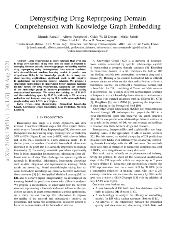 (PDF) Demystifying Drug Repurposing Domain Comprehension with Knowledge Graph Embedding