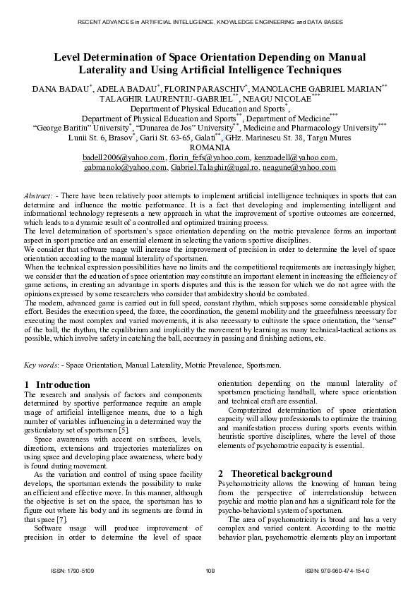 (PDF) Level Determination of Space Orientation Depending on Manual ...