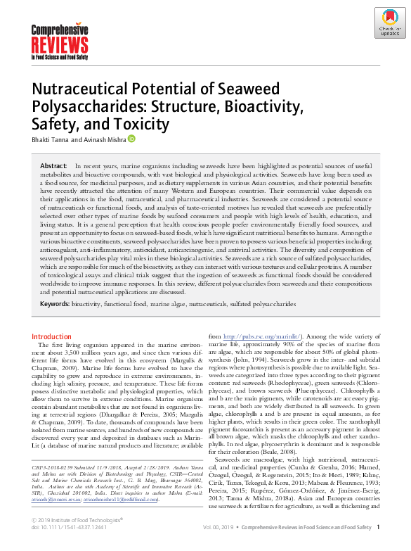 (PDF) Nutraceutical Potential of Seaweed Polysaccharides: Structure ...
