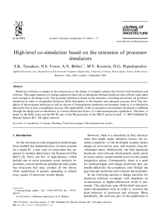 Pdf High Level Co Simulation Based On The Extension Of Processor Simulators