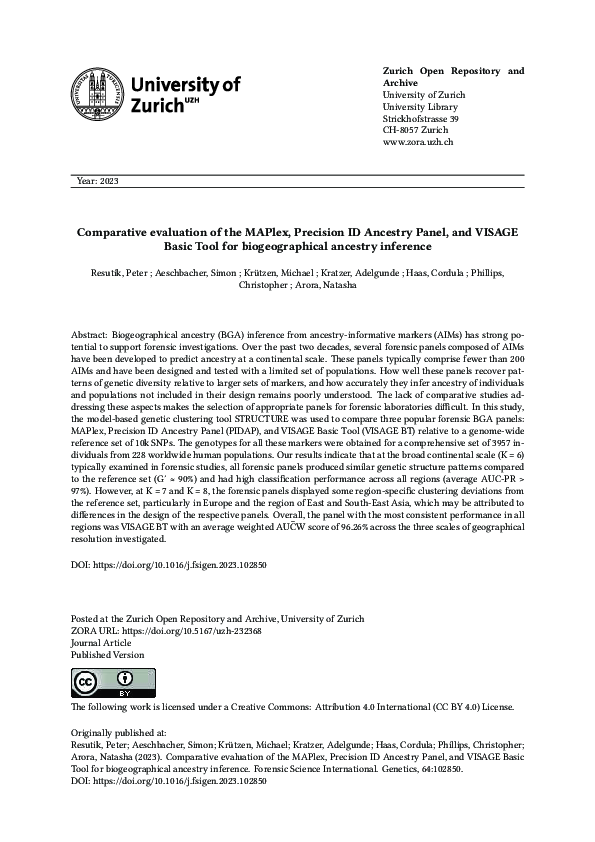 (PDF) Comparative evaluation of the MAPlex, Precision ID Ancestry Panel ...