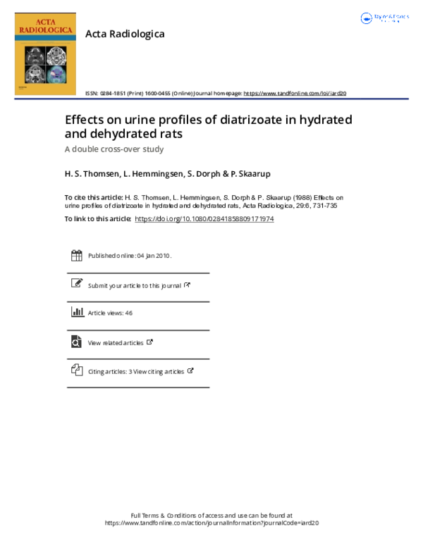 (PDF) Effects on urine profiles of diatrizoate in hydrated and ...