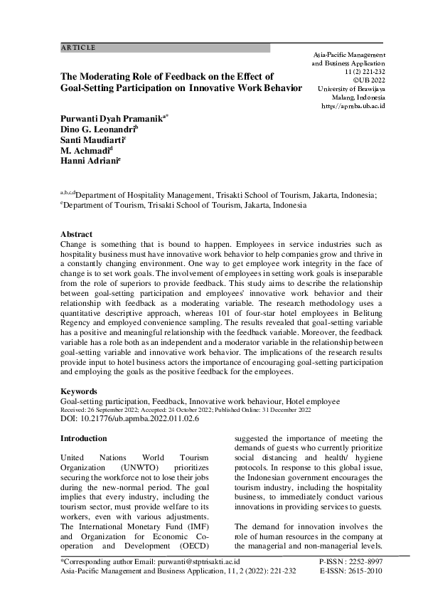 (PDF) The Moderating Role of Feedback on the Effect of Goal-Setting ...