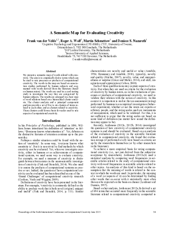 (PDF) A Semantic Map for Evaluating Creativity