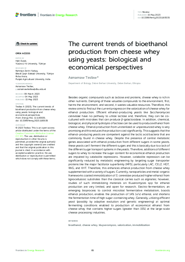 (PDF) The current trends of bioethanol production from cheese whey ...