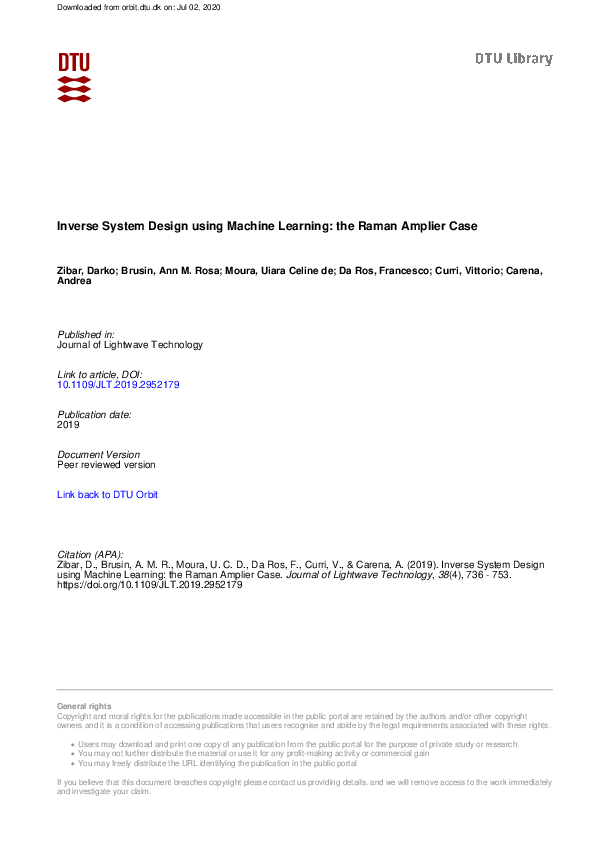 (PDF) Inverse System Design Using Machine Learning: The Raman Amplifier ...