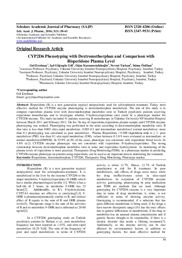 (PDF) CYP 2 D 6 Phenotyping with Dextromethorphan and Comparison with ...