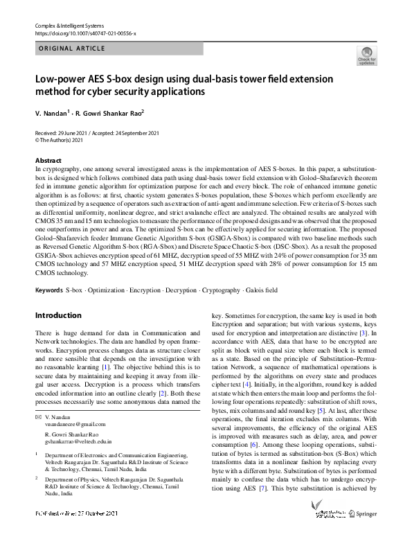 Pdf Low Power Aes S Box Design Using Dual Basis Tower Field Extension