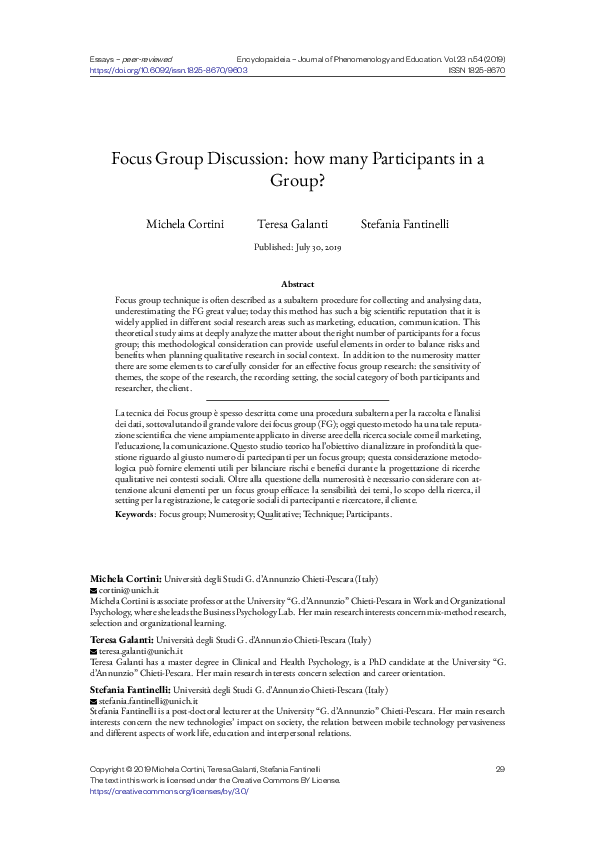 (PDF) Focus Group Discussion: how many Participants in a Group?