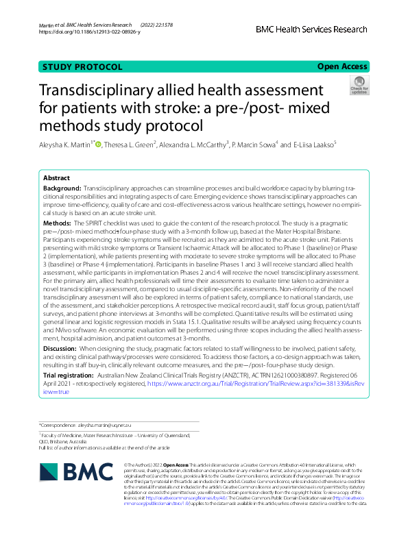 (PDF) Transdisciplinary allied health assessment for patients with ...