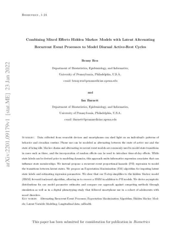 (PDF) Combining mixed effects hidden Markov models with latent alternating recurrent event ...