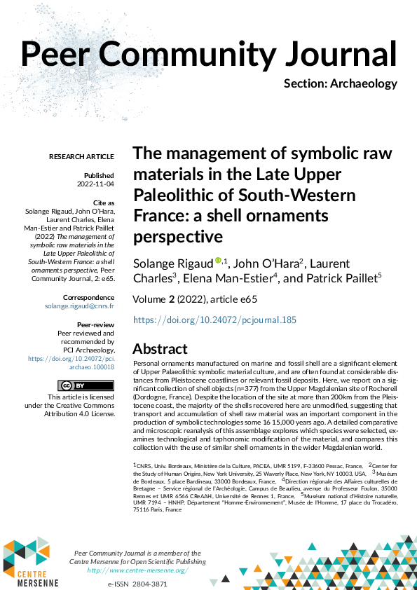 (PDF) The management of symbolic raw materials in the Late Upper ...