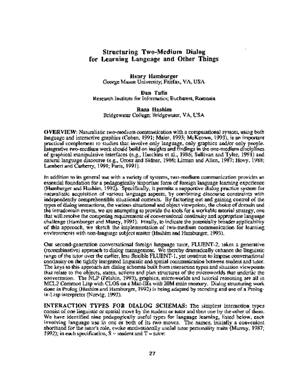 (PDF) Structuring Two-Medium Dialog
