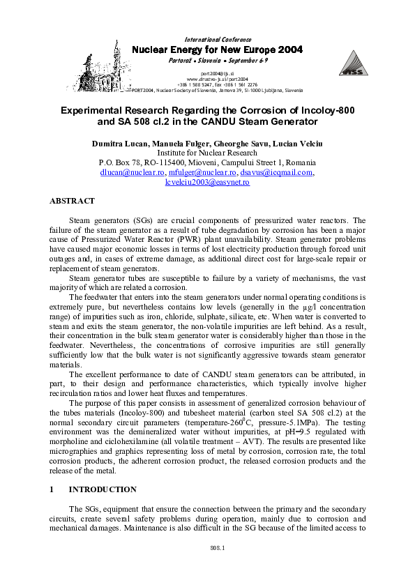 (PDF) Experimental Research Regarding the Corrosion of Incoloy-800 and ...