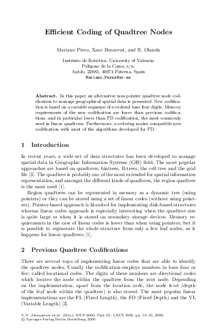 (PDF) Efficient Coding of Quadtree Nodes