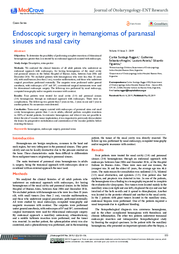 (PDF) Endoscopic surgery in hemangiomas of paranasal sinuses and nasal ...