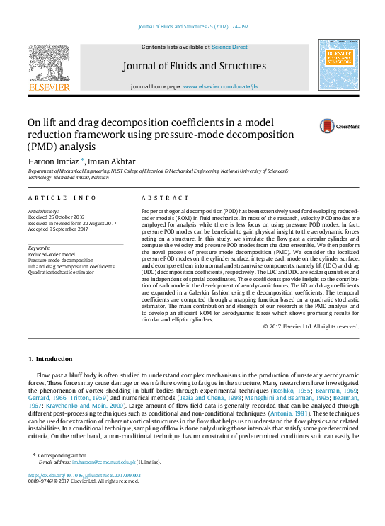 Pdf On Lift And Drag Decomposition Coefficients In A Model Reduction Framework Using Pressure