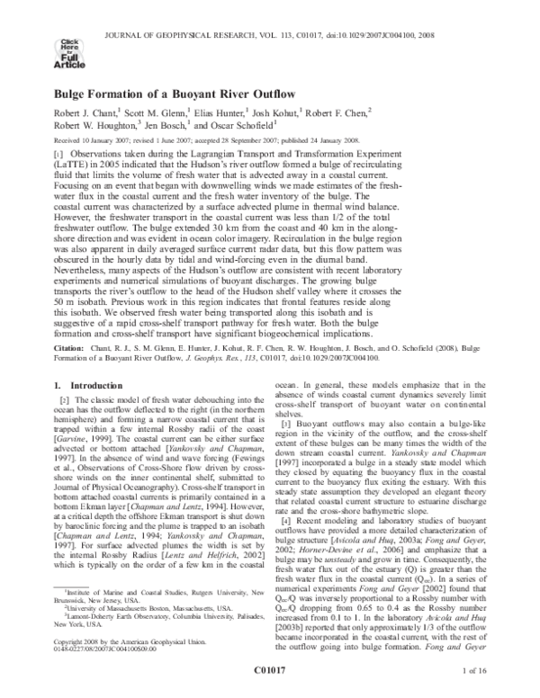(PDF) Bulge Formation of a Buoyant River Outflow | Robert Chant ...