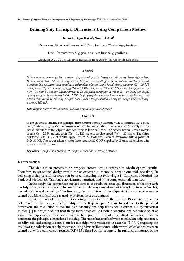 (PDF) Defining Ship Principal Dimensions Using Comparison Method
