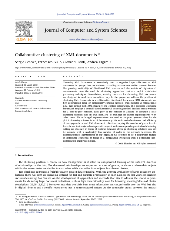 (PDF) Collaborative clustering of XML documents