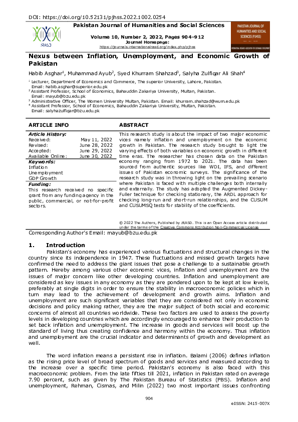 (PDF) Nexus between Inflation, Unemployment, and Economic Growth of ...