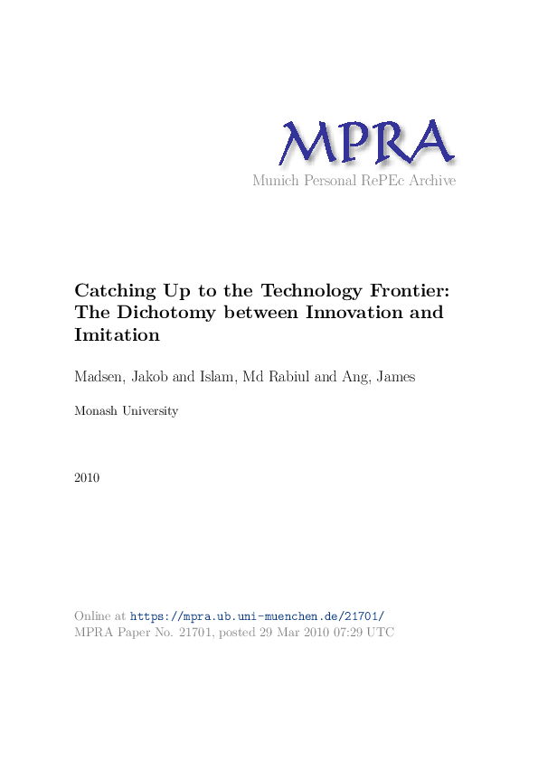 (PDF) Catching up to the technology frontier: the dichotomy between ...
