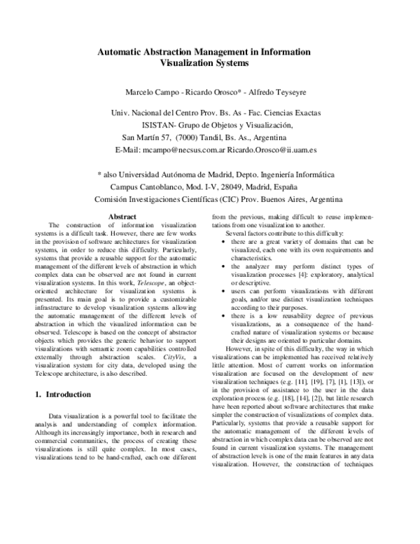 (PDF) Automatic abstraction management in information visualization systems