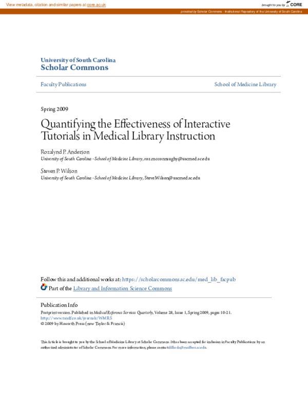 (PDF) Quantifying the Effectiveness of Interactive Tutorials in Medical ...