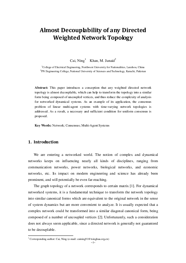 Almost decouplability of any directed weighted network topology