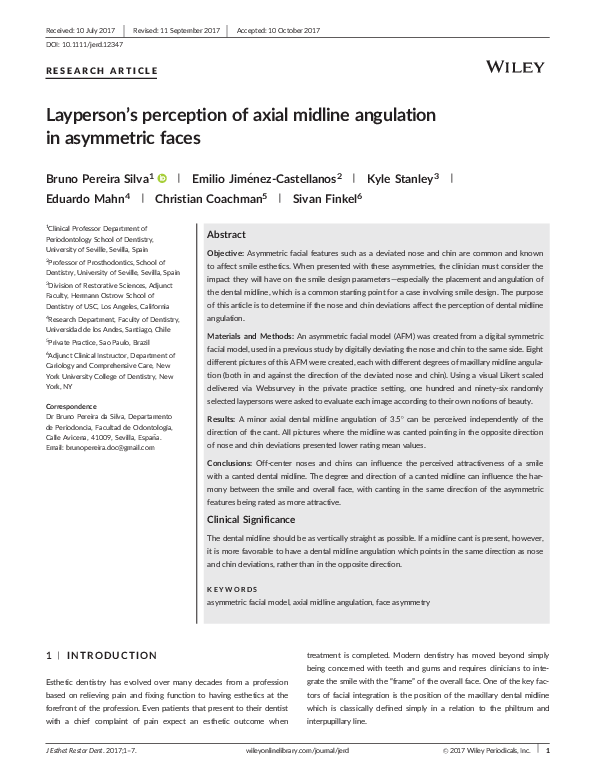 (PDF) Layperson's perception of axial midline angulation in asymmetric ...