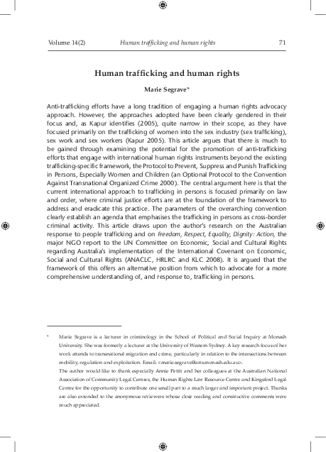 (PDF) Human trafficking and human rights