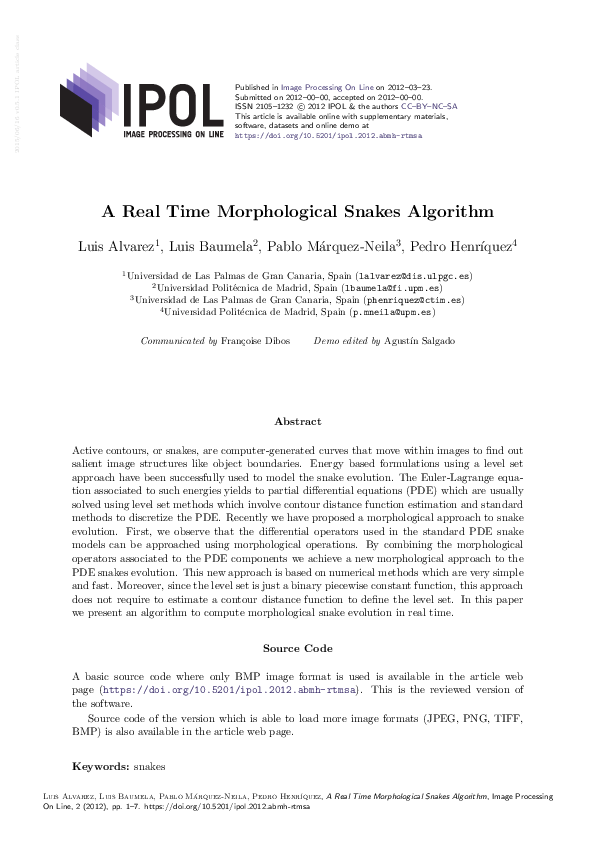 (PDF) A Real Time Morphological Snakes Algorithm | Pedro Antonio Deras ... (PDF) A Real Time Morphological Snakes Algorithm | Pedro Antonio Deras ...