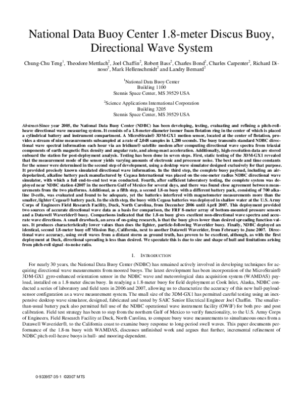 (PDF) National Data Buoy Center 1.8-meter Discus Buoy, Directional Wave ...