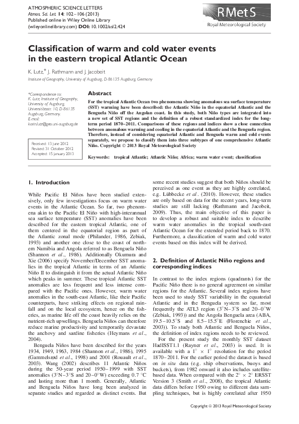 (PDF) Classification of warm and cold water events in the eastern ...