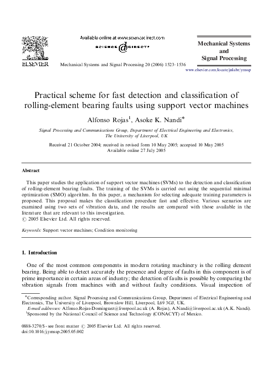 (PDF) Practical scheme for fast detection and classification of rolling-element bearing faults ...
