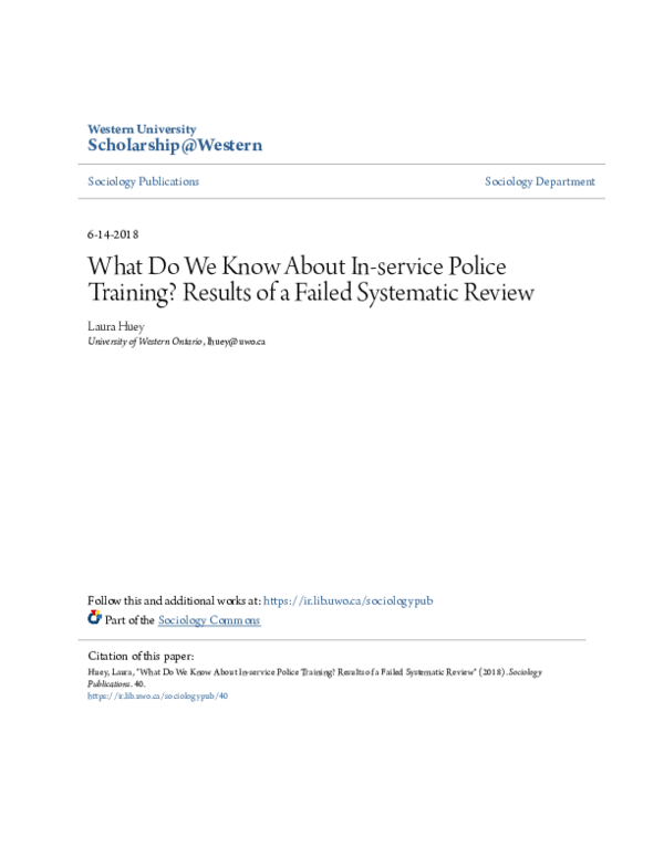 (PDF) Insights from a Failed Police Training Review